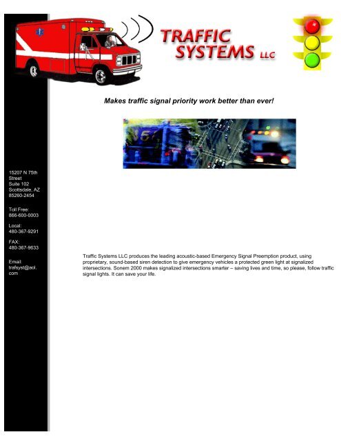 Traffic Systems LLC SONEM 2000 Acoustic Preemption System