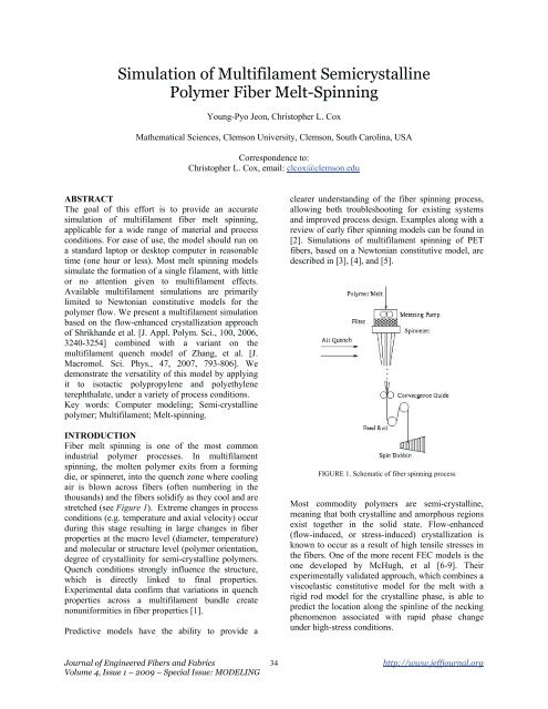 Simulation of Multifilament Semicrystalline Polymer Fiber Melt ...