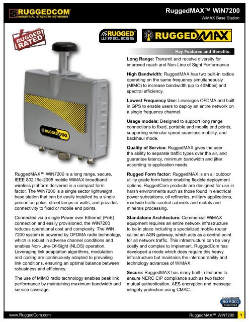 RuggedMAXÃ¢Â„Â¢ WiN7200 - RuggedCom