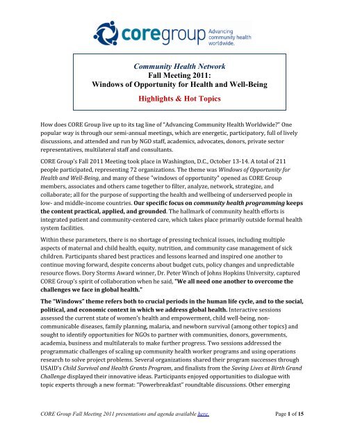 Meeting Report - CORE Group