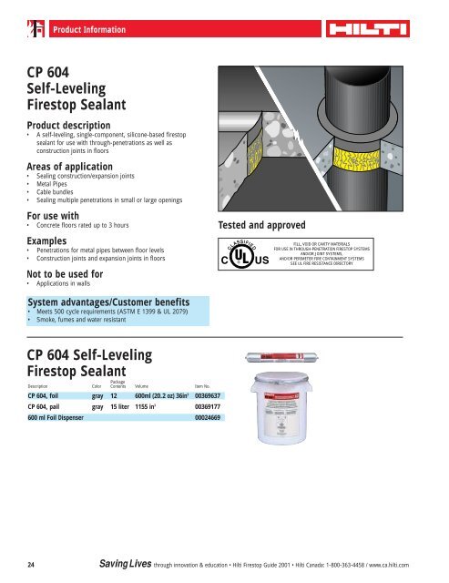 CP 604 Self-Leveling Firestop Sealant - Brock White