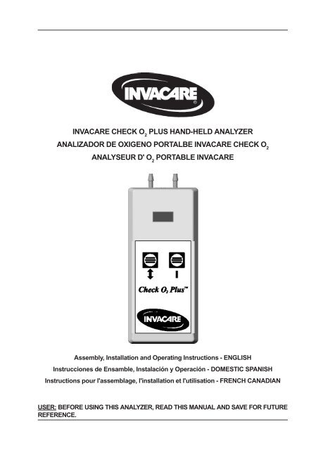 invacare check o plus hand-held analyzer analizador de oxigeno ...