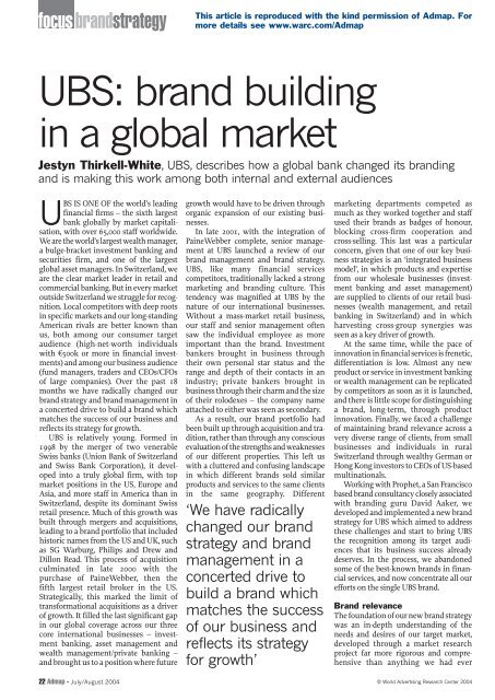 UBS: brand building in a global market - Prophet