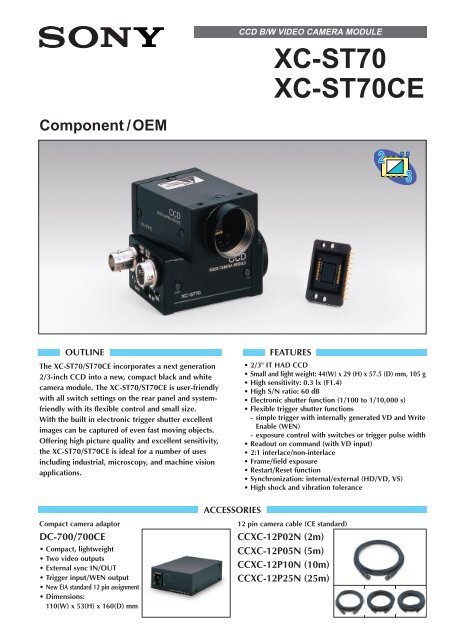 Ccd b/w video camera module xc-st70 xc-st70ce - Sony