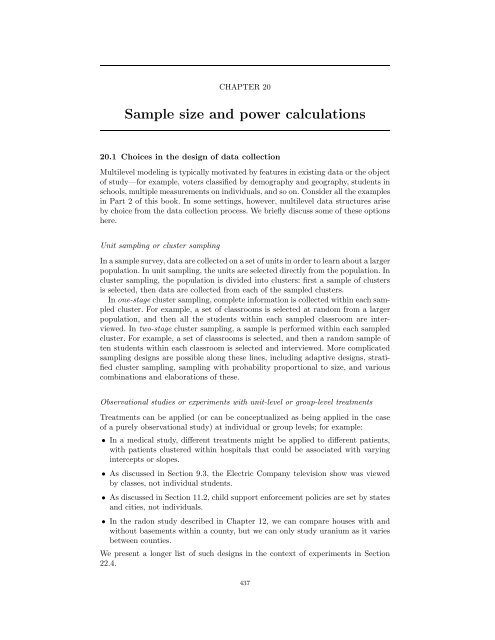 Sample size and power calculations