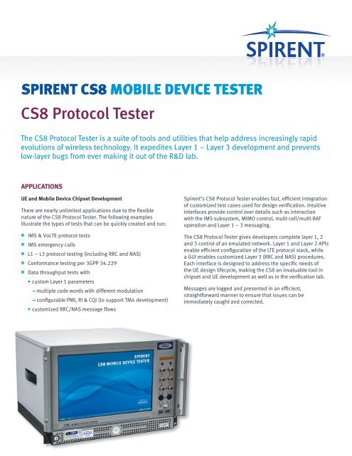 CS8 Protocol Tester Datasheet - Spirent Communications