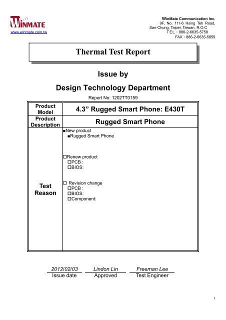 Thermal Test Report - Winmate Communication INC