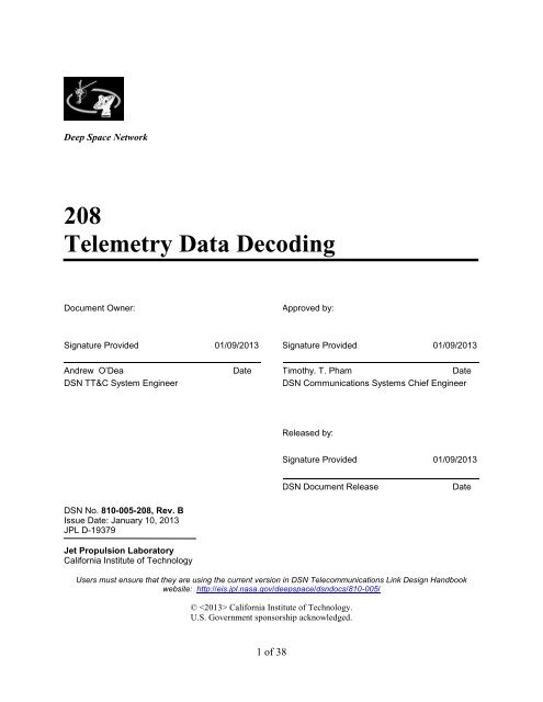 DSN Telemetry System, Data Decoding - Deep Space Network - Nasa