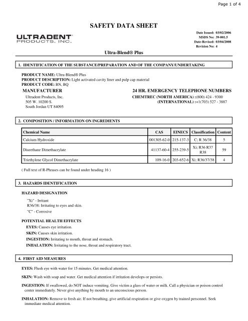 Ultra-Blend Plus MSDS - Ultradent Products, Inc.