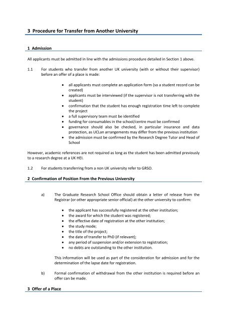 3 Procedure for Transfer from Another University
