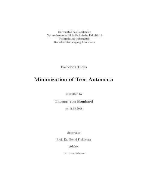 Minimization of Tree Automata