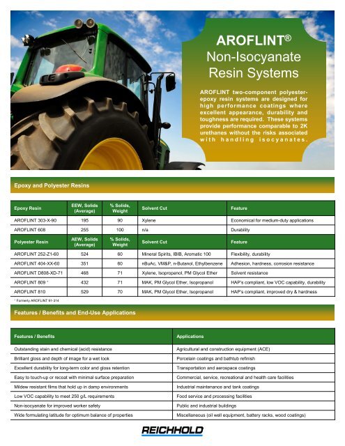AROFLINTÃ‚Â® Non-Isocyanate Resin Systems - Reichhold