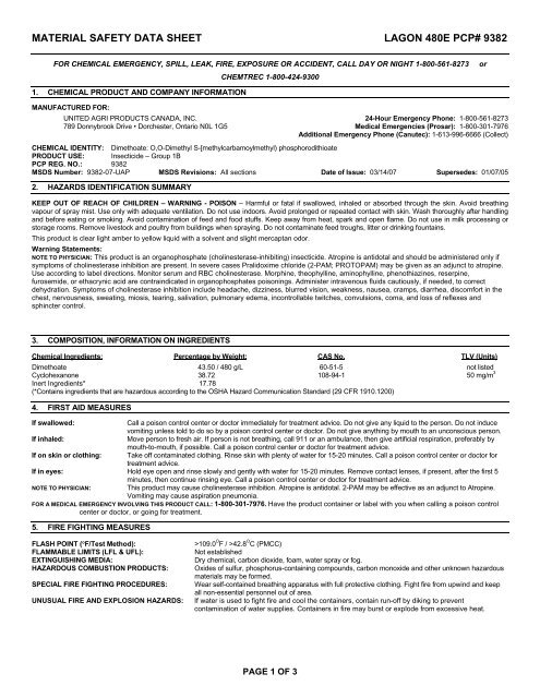 MATERIAL SAFETY DATA SHEET LAGON 480E PCP# 9382 - UAP