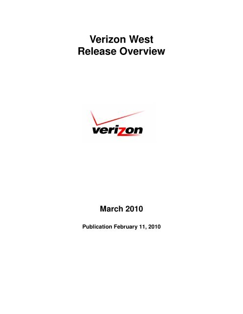 Verizon West Release Overview March 2010
