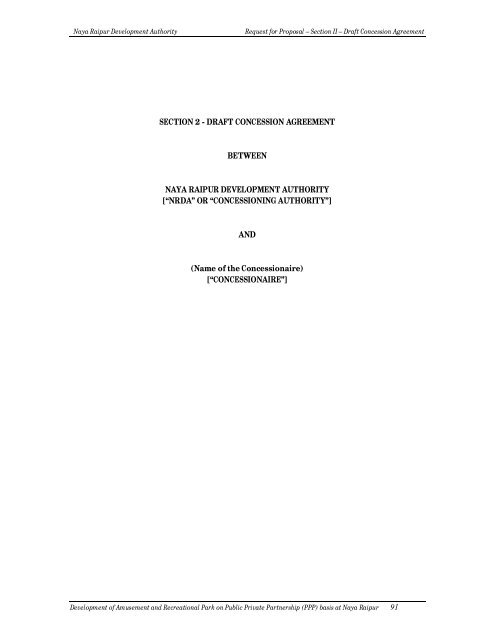 Draft Concession Agreement - Amusement Park - Naya Raipur