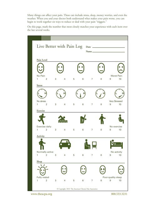 Live Better with Pain Log Date - American Chronic Pain Association