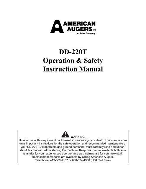 DD-220T Operators Manual - American Augers, Inc.