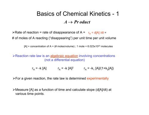 Basics of Chemical Kinetics - 1