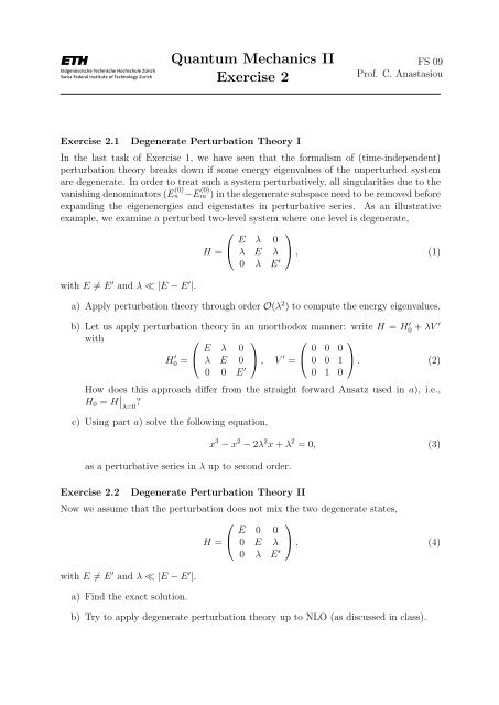 Quantum Mechanics II Exercise 2