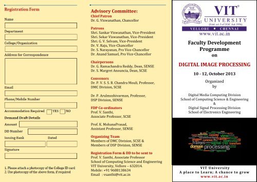 Faculty Development Programme DIGITAL IMAGE ... - VIT University