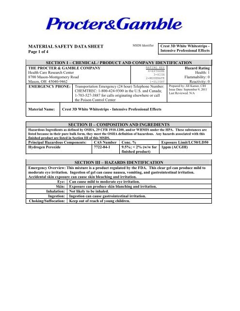 MSDS-English - P&G Product Safety
