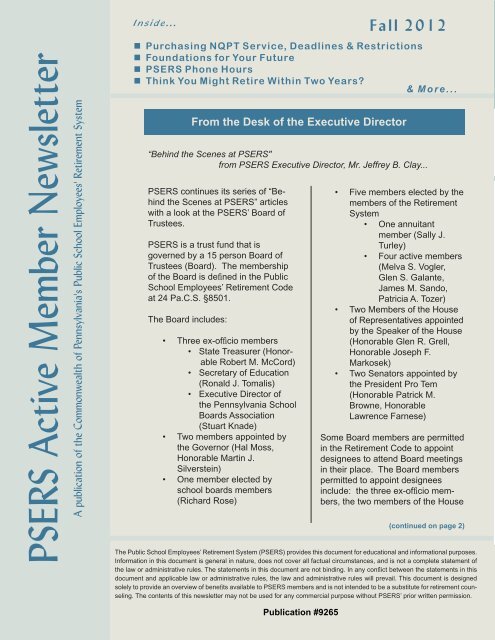 to view the most current Active Member Newsletter - PSERs