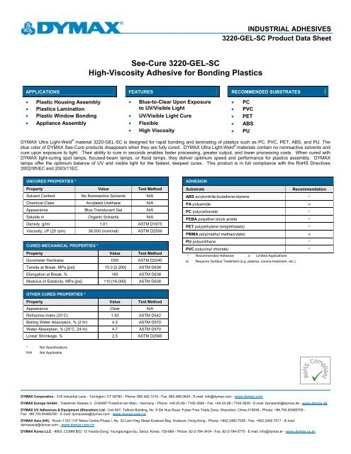 3220-GEL-SC - Dymax Corporation