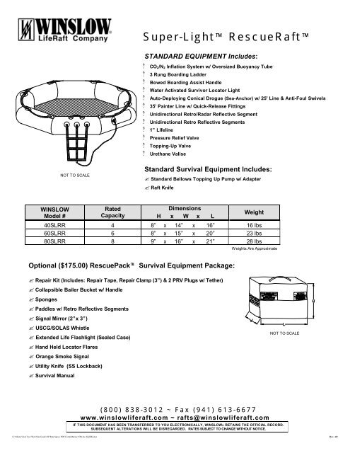 Super-Lightâ ¢ RescueRaftâ ¢ - Winslow Life Raft Company