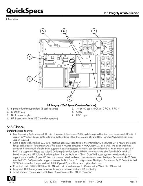 HP Integrity rx2660 Server - Spectra