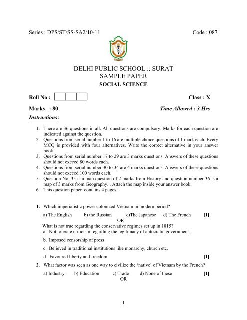 Class X_ SS.pdf - Delhi Public School Surat