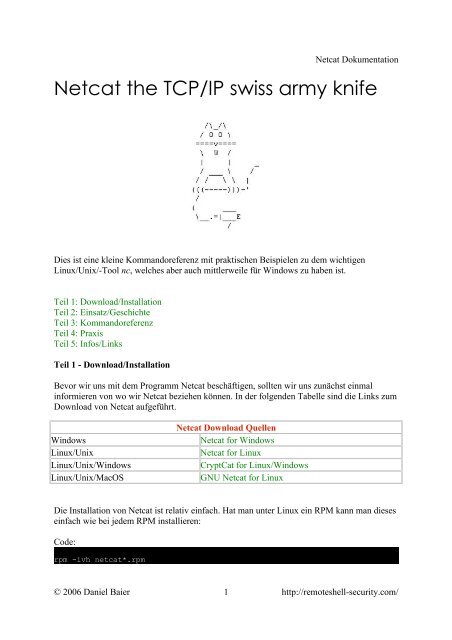 Netcat the TCP/IP swiss army knife