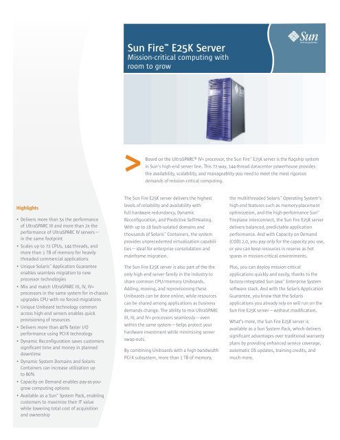 Sun Fire E25K Server - Q Associates