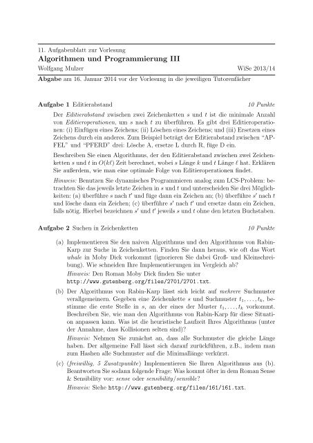 Algorithmen und Programmierung III