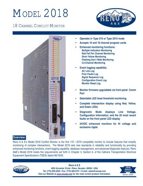 Reno A&E Model 2018 18-Channel Conflict Monitor - Signal Control ...
