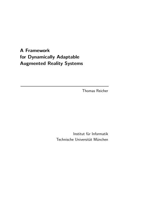 A Framework For Dynamically Adaptable Augmented Reality Systems