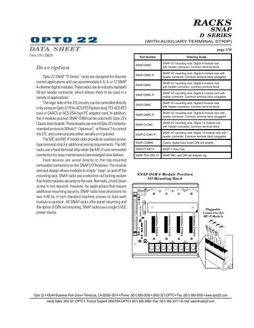 SNAP DATA SHEET - Opto 22