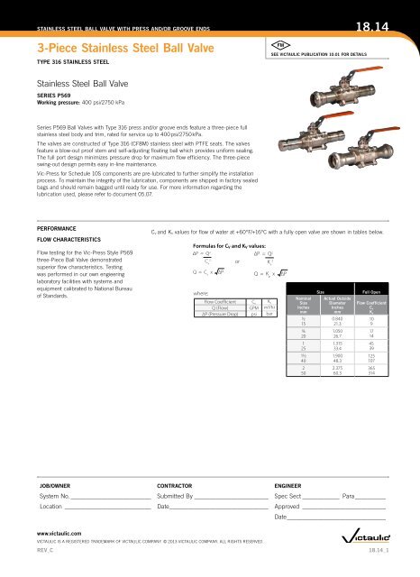 3-Piece Stainless Steel Ball Valve 18.14 - Victaulic