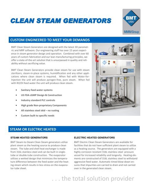 clean steam generators