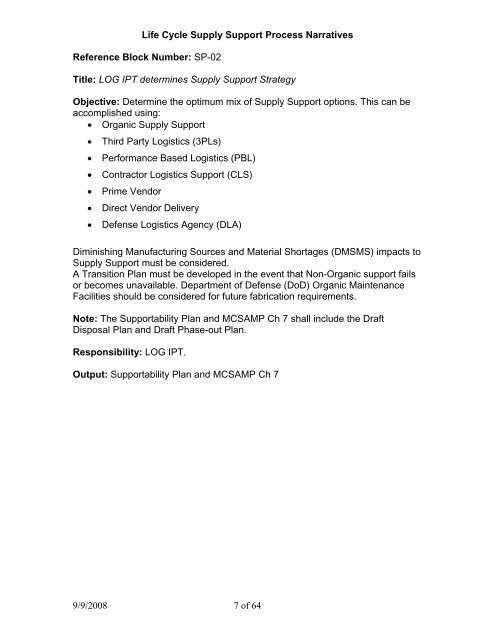 Life Cycle Supply Support