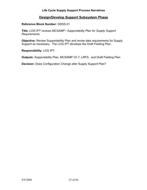 Life Cycle Supply Support