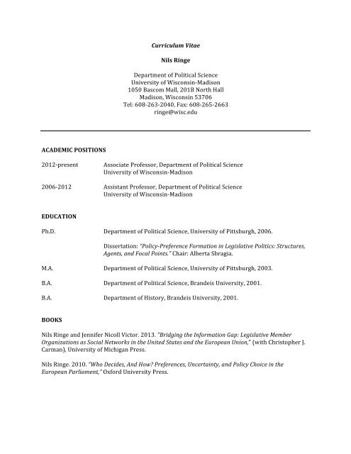 Download CV - Department of Political Science - University of ...