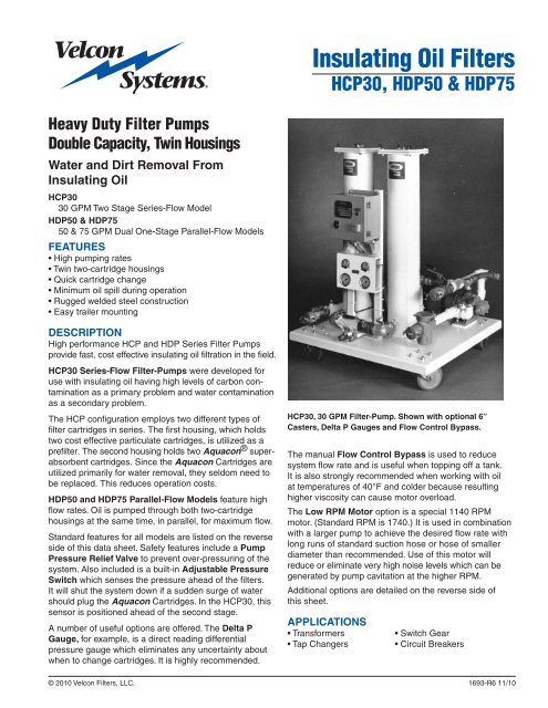 View Data Sheet - 1693 - Velcon Filters