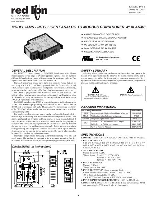 IAMS3535 Data Sheet/Manual PDF - Red Lion Controls