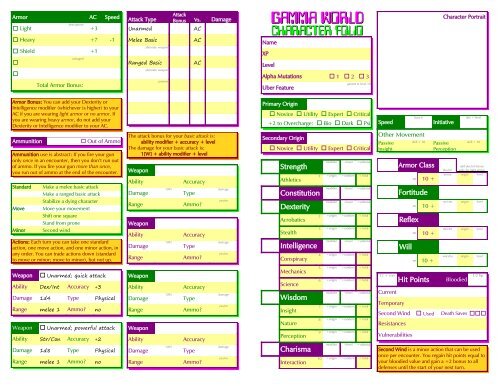 GAMMA WORLD - Bold Pueblo Games