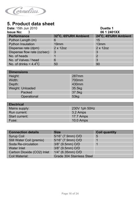 Duette 1 Datasheet .pdf - IMI Cornelius