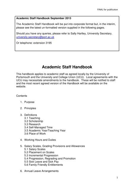 Academic Staff Handbook - University of Portsmouth