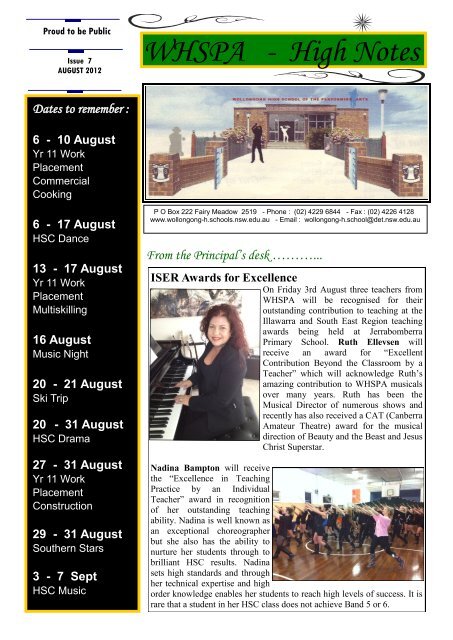 WHSPA - High Notes - Wollongong High School of the Performing Arts