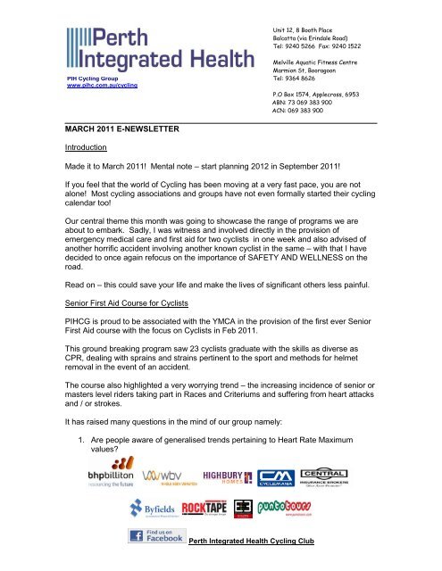 March 2011 Newsletter - Perth Integrated Health