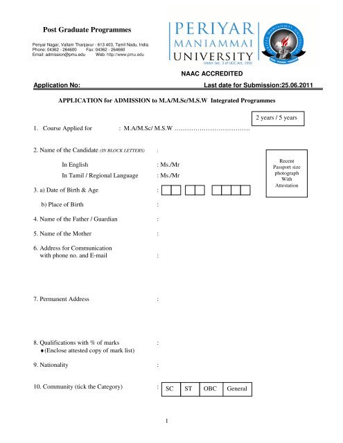 Post Graduate Programmes - Pmu.edu