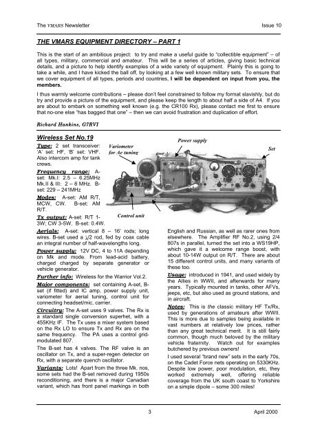 The VMARS Equipment Directory – Part 1 - VMARSmanuals
